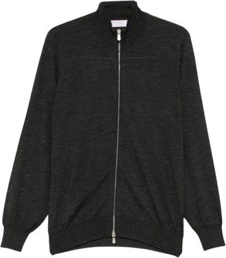 Brunello Cucinelli Cardigan en maille zipp&eacute; - Homme - Pulls - Gris - Taille: L