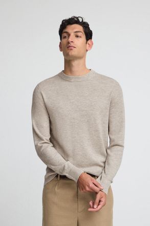 Polo Club Pullover beige meliert aus Merinowolle mit Rundhalskragen