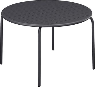 Vente-Unique Table de jardin ronde D.130 cm en m&eacute;tal - Gris anthracite - MIRMANDE de MYLIA