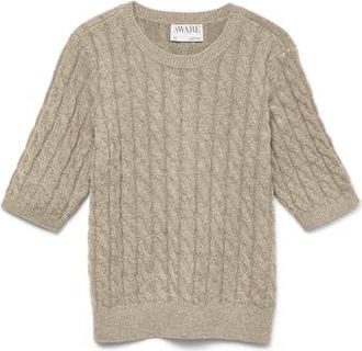 Vero Moda Awlorella Noos Haut &agrave; col Rond 2/4, M&eacute;lange Naturel., XS