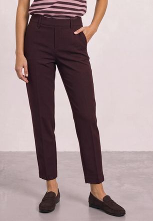 Street One Chinohose STREET ONE, Damen, Gr. 32, L&auml;nge 28, braun (vintage ruby), Stoff, 58% Viskose, 37% Polyamid, 5% Elasthan, unifarben, comfort fit kn&ouml;chellang