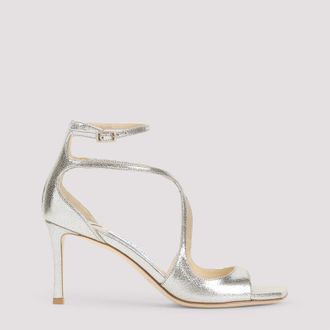 Jimmy Choo London Leather Glitter Azia 75 Sandals