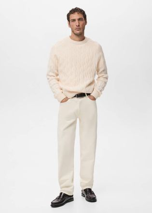 Mango Pull en maille &agrave; torsades &eacute;cru - Homme - XXL - MANGO MAN