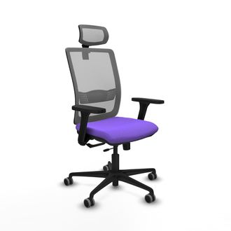 Piqueras y Crespo Ergonomischer Haches Telearbeitsstuhl mit 3D-Armen, h&ouml;henverstellbare Lendenwirbelst&uuml;tze und h&ouml;henverstellbares Kopfteil, Grau/Lila