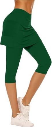 Generic Pantalon de sport pour femme - Legging 3/4 avec jupe - Taille haute - Couleur unie - Pantalon de yoga - Pantalon de sport - Pantalon de sport - Pantal