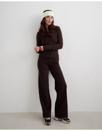 Aim'n pantalon chauffant &agrave; plis couture en cacao-Marron
