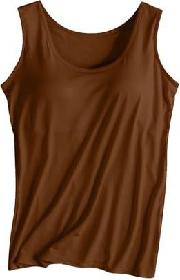 Generic D&eacute;bardeur en coton pour femme avec soutien-gorge rembourr&eacute; int&eacute;gr&eacute;, grande taille, haut d&eacute;t&eacute; en modal doux, caraco baggy pour entra&icirc;nement, gym, yoga,