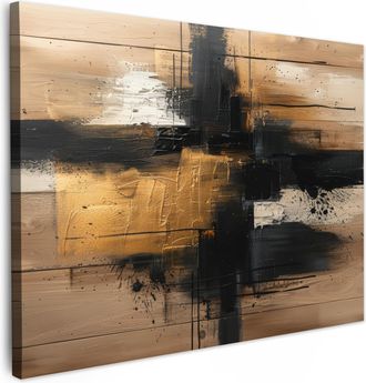 MuchoWow © Wandbilder 70x50 cm Wohnzimmer Wanddeko Schlafzimmer Zimmerdeko Wandgemälde Zimmer Deko auf Wand Dekoration Wall Art Gold - Kunst - Modern - Schwarz