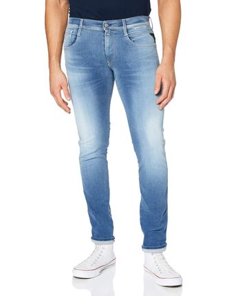 Replay Herren Jeans Anbass Slim-Fit Hyperflex mit Stretch, Medium Blue 009 (Blau), 32W / 36L