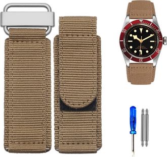 Generic 22 mm 24 mm Nylon-Uhrenarmband für Tudor BR Klettverschluss Sportstahl-Schnallenarmband Schwarz Blau