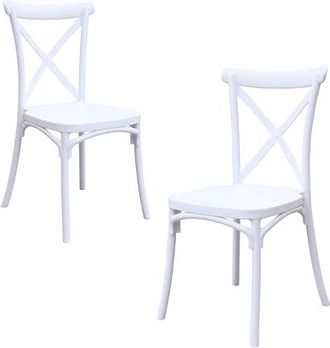 Gardenia Stuhl Country aus Harz Vintage Wei&szlig;, 2 St&uuml;hle