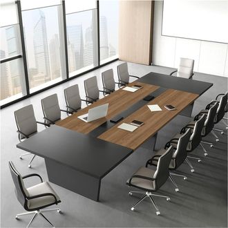 Generic Konferenztisch, for B&uuml;ro und Besprechungsraum, Langer rechteckiger Schreibtisch for 8-20 Personen, verstellbare Fu&szlig;polster, einfache Montage(Oak+Gray,