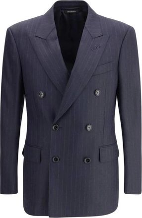 Tom Ford Homme, Vestes, Bleu, Taille: L Blazer à Rayures Classique