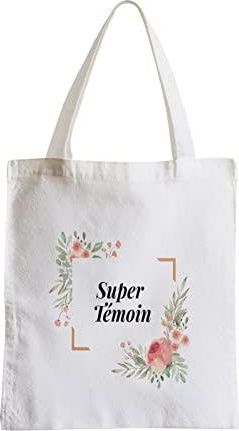 Fabulous Grand Sac Shopping Plage Etudiant Super Témoin Mariage Fiancée Cadre Floral Blanc Taille unique