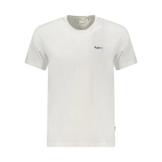Pepe Jeans London Homme, Tops, Blanc, Taille: XL T-shirt en Coton Blanc &agrave; Col Rond