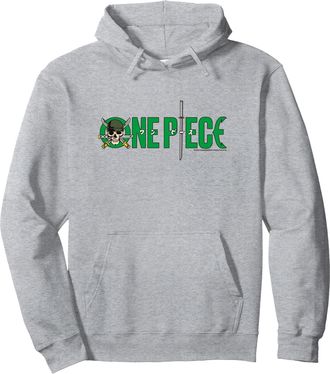 OnePiece Einteiliges Roronoa Zoro Piratenj&auml;ger-Abzeichen Anime Pullover Hoodie Grau S
