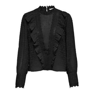 Only Onlsila Life Dobby L/S Haut WVN Blouse, Noir, S Femme