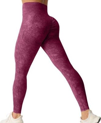 Generic Legging anti-cellulite pour femme - Lifting des fesses - Taille haute - Pantalon de sport moulant et l&eacute;ger - Legging de yoga pour femme, Violet fonc&eacute;.