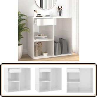 vidaXL Kosmetikschrank Hochglanz-Weiß 80x40x75 cm Holzwerkstoff - Kosmetikschrank - Schreibtischschubladen - Badezimmerorganisation - Makeup Organizer