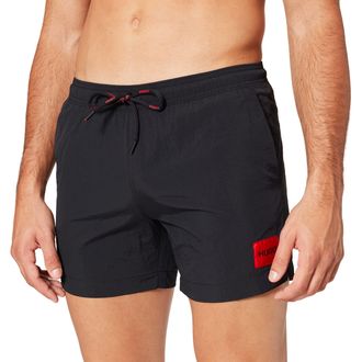 HUGO BOSS Herren Dominica Schnell trocknende Badeshorts mit Logo-Label Schwarz001 XL