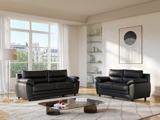 Vente-Unique Canap&eacute;s 3 Places et 2 Places Manoa en Simili - Noir