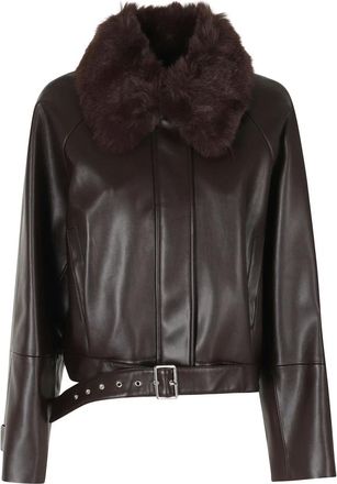 Isabelle Blanche Bomber &agrave; col en fausse fourrure - Femme - Vestes - Brun - Taille: 36 FR