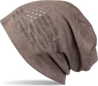 styleBREAKER M&uuml;tze Beanie mit USA Flagge aus Strass