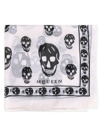 Alexander McQueen Seidenschal mit Totenkopf-Print - Wei&szlig;
