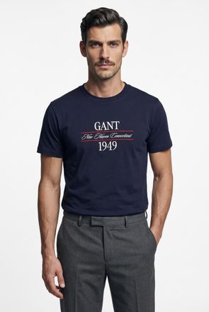 GANT T-Shirt GANT GRAPHIC, Herren, Gr. 4XL, evening blau, Jersey, Obermaterial: 100% Baumwolle, normal normal, Rundhals, Shirts T-Shirt