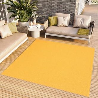 Tapiso Mono Carr&eacute; Tapis Poil Court Int&eacute;rieur Design Moderne Jaune Motif Uni Tapis Salon Chambre Adulte Salle &agrave; Manger Cuisine R&eacute;sistant Ext&eacute;rieur Oeko-TEX 20