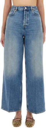 Gucci Wide-Leg Cotton Jeans - Blue