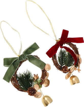 Cabilock 2stücke Glockenanhänger Vintage Weihnachtsschmuck Mit Schleife Für Fenster Schrank Tür Weihnachtsgirlande Weihnachtsglockenschmuck Weihnachtsdeko Für 