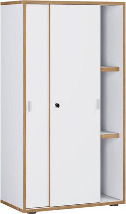 MID.YOU Mid.you Aktenschrank, Weiß, Honigeiche, Holzwerkstoff, 2 Fächer, 60x110x37 cm, abschließbar, Arbeitszimmer, Aktenschränke