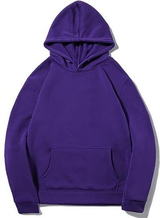 Generic Sweat à capuche décontracté à manches longues pour homme - Doux - Classique - Léger - Couleur unie - Vêtements de sport, violet, S