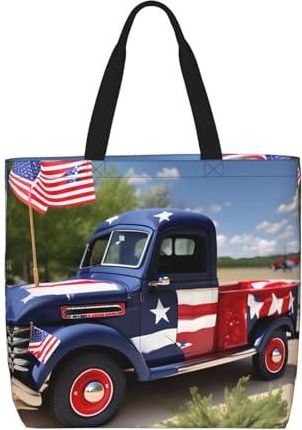 Generic Camions Patriotiques Du 4 Juillet Sac A Main Femme Pliable Tote Bag Imperm&eacute;able Sac &Agrave; Bandouli&egrave;re Pour Voyage Travail Quotidienne