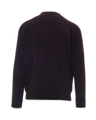 Eleventy Mens Crew-Neck Wool Jumper Burgundy-Light Grey Jumpers Burgundy/light Sweater