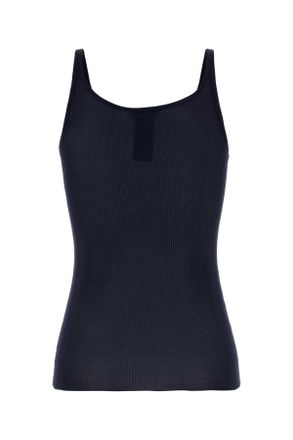 Prada Silk Ribbed Tank Top - Navy