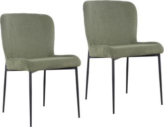 SVITA Svita - freddie Lot de 2 chaises de salle &agrave; manger avec housse en corde et pieds en m&eacute;tal Vert