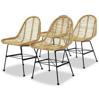 vidaXL vidaXL Chaises &agrave; manger lot de 4 rotin naturel