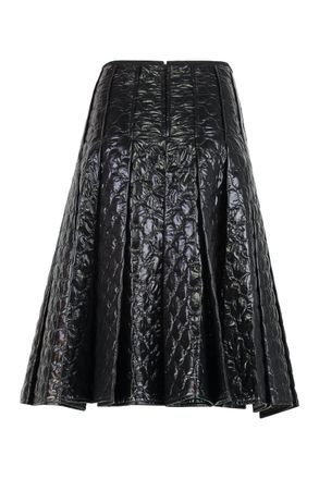 Moncler Womens Padded Midi Skirt, Quilted Check Black Polyamide