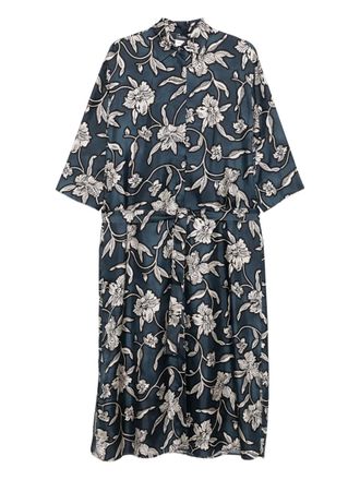 Max Mara robe-chemise à fleurs - Bleu