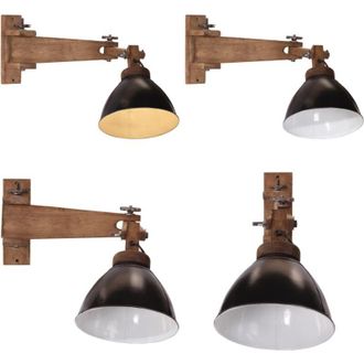 vidaXL Wandleuchte 25 W Schwarz E27 - Industriestil - Holzlampe