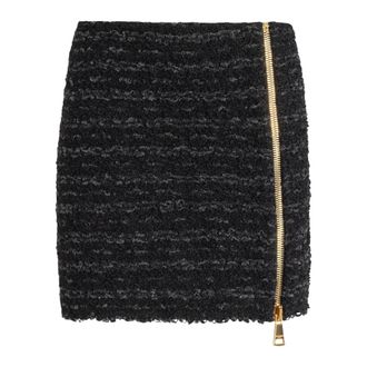 Balmain Femme, Jupes, Noir, Taille: 40 FR Jupe courte en tweed zipp&eacute;e