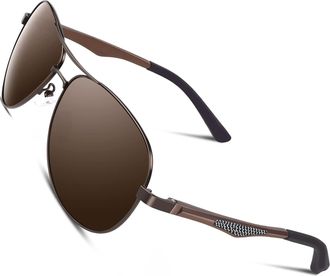 CGID Sonnenbrille Herren Pilotenbrille Polarisiert Ultraleichte AL-MG Metallrahmen Klassische Fliegerbrille UV400 Schutz CAT3 CE Fahren Angeln Laufen Outdo