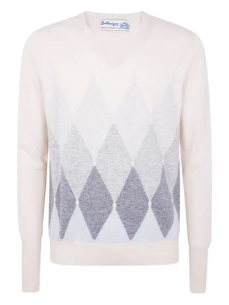 Ballantyne Pullover mit Rautenmuster - Wei&szlig;