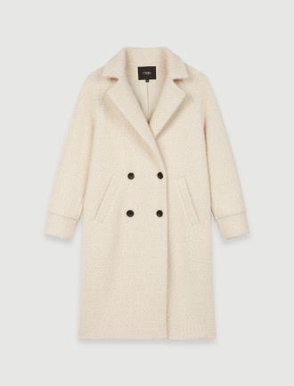 Maje Manteau Droit Mi-long - Beige - Taille 34 - Maje