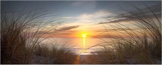 Wallario selbstklebendes Poster - Sonnenuntergang am Strand, Aufkleber in Premiumqualität, Klebefolie Größe: 80 x 200 cm XXL-Poster