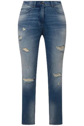 Ulla Popken Damen große Größen Übergrößen Plus Size Jeans Sarah, Destroy-Effekte, Komfortbund, Stretch Blue Denim 56 829128902-56