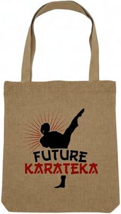 Fabulous Sac Shopping Tote Bag Aspect Lin - Future Karat&eacute;ka Sport Art Martial - Sac de Courses Toile Epaisse 360g Beige Naturel Cabas Port&eacute; Epaule Solide Impri