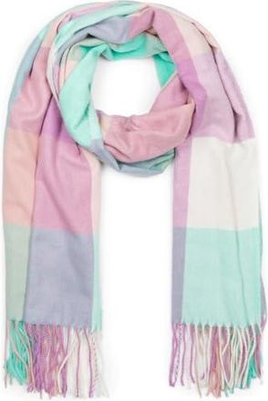 styleBREAKER Écharpe unisexe à carreaux doux avec de longues franges, à carreaux, hiver, étole 01017110, couleur:Menthe-lime-beige